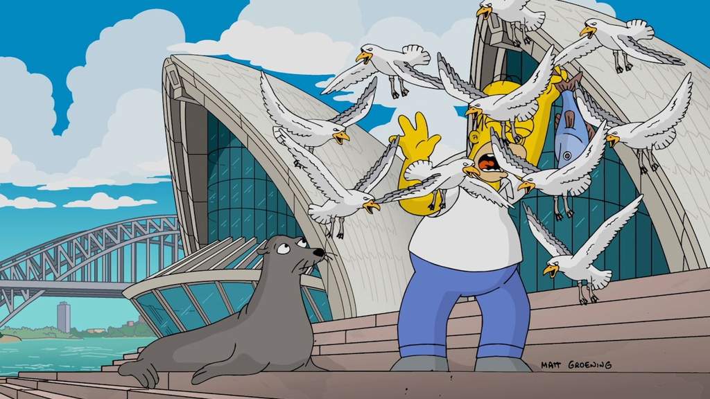 Homer Simpson Takes on Evil Sydney Opera House Seagulls in This New ...