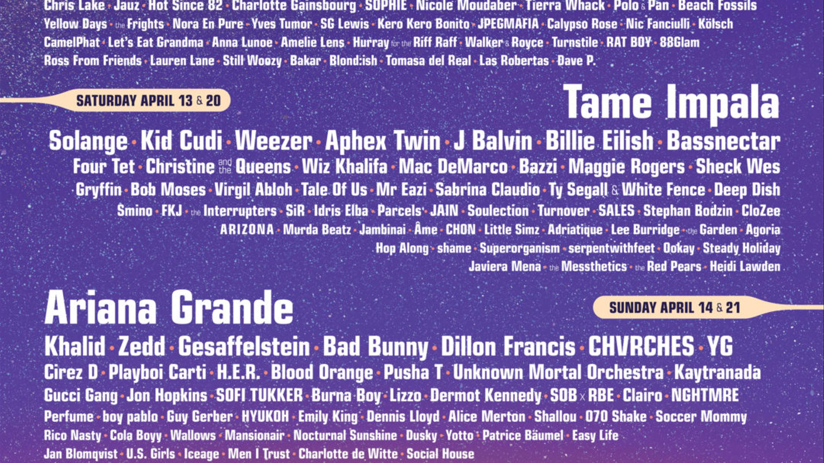 Tame Impala and Childish Gambino Lead Coachella's Huge 2019 Lineup ...