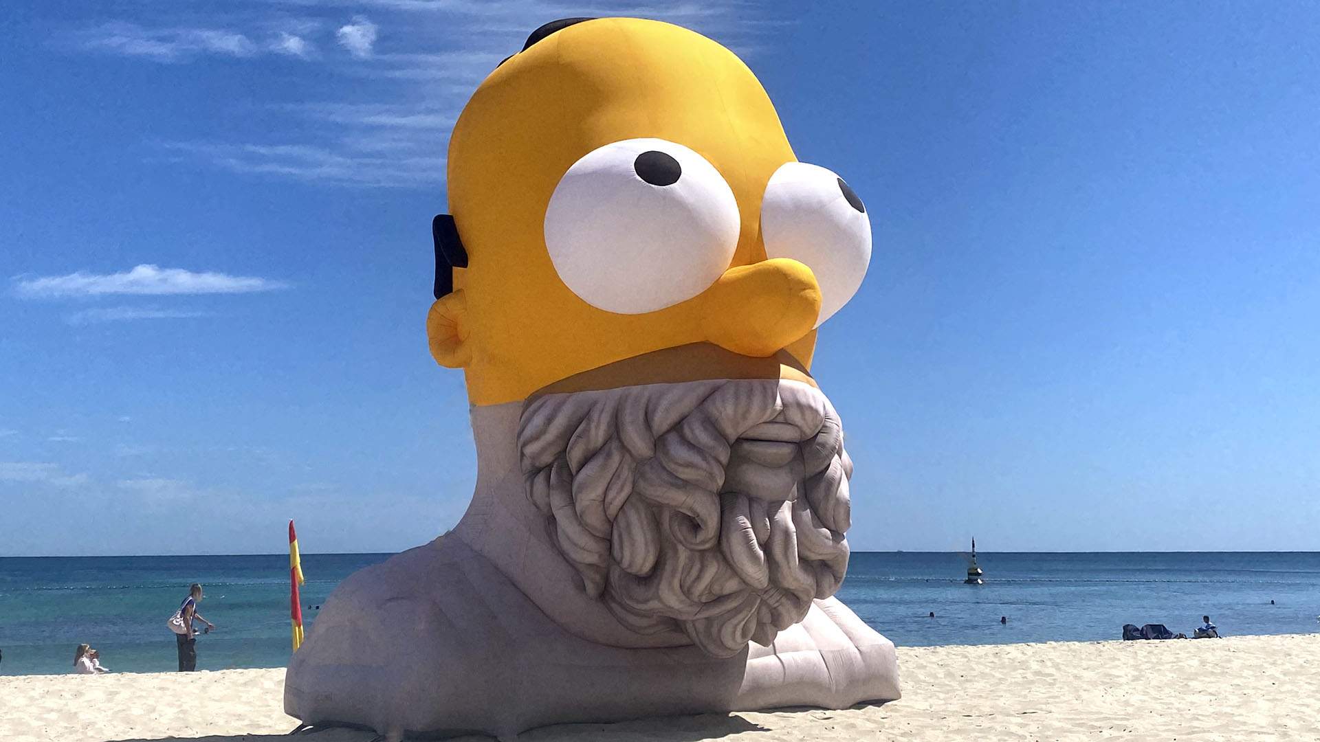 A Huge Sculpture of Homer Simpson and Ancient Greek Poet Homer Is ...