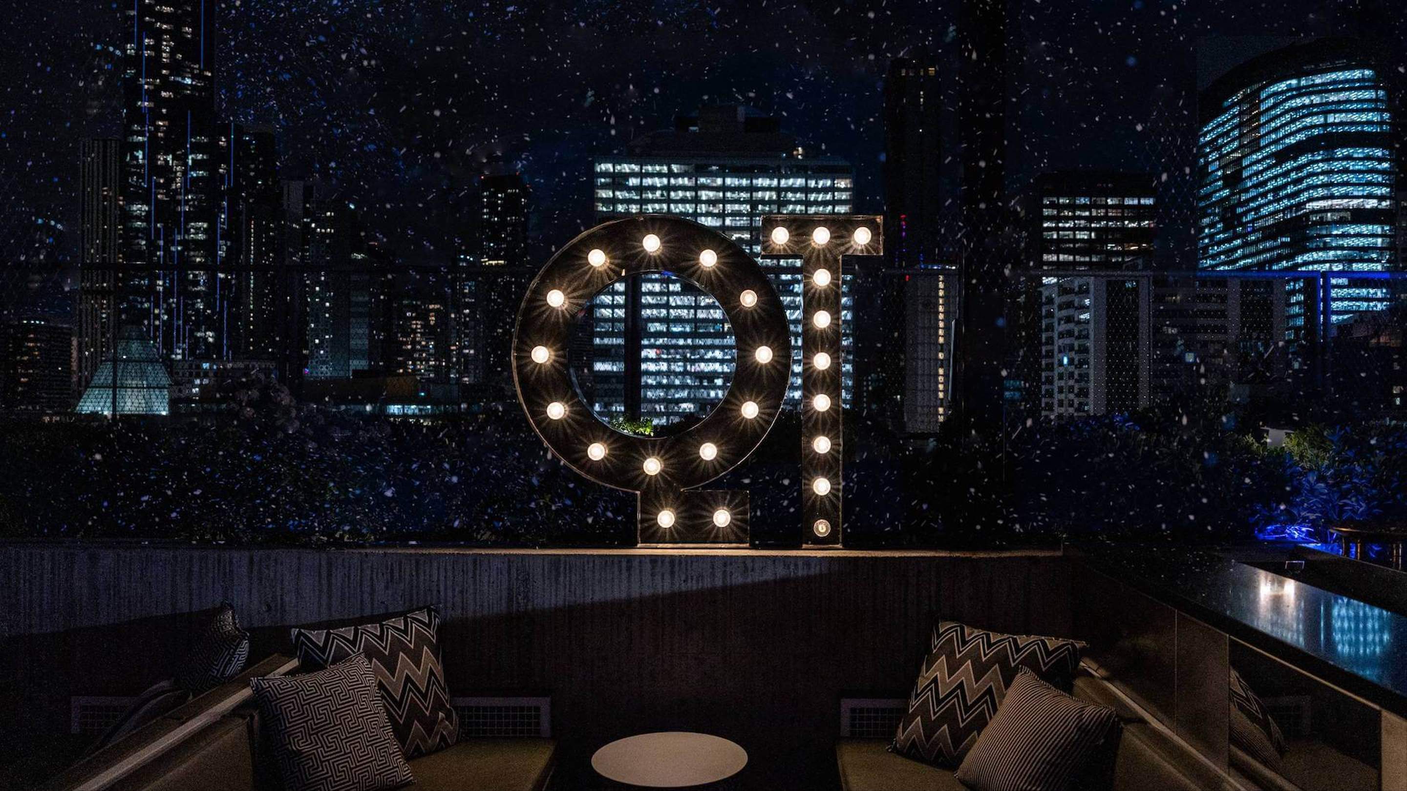 QT Melbourne Has Transformed Its Rooftop Bar Into a Wintery Snow Globe
