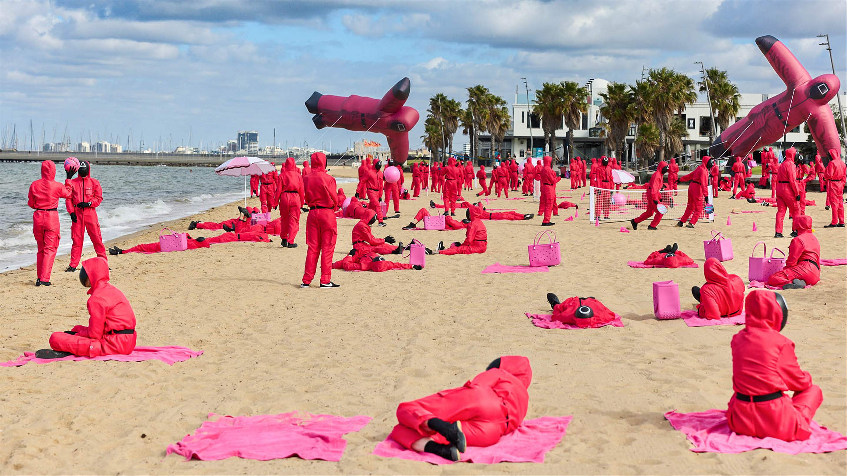 'Squid Game' in St Kilda: Here's What Happened When 200 Pink Guards ...