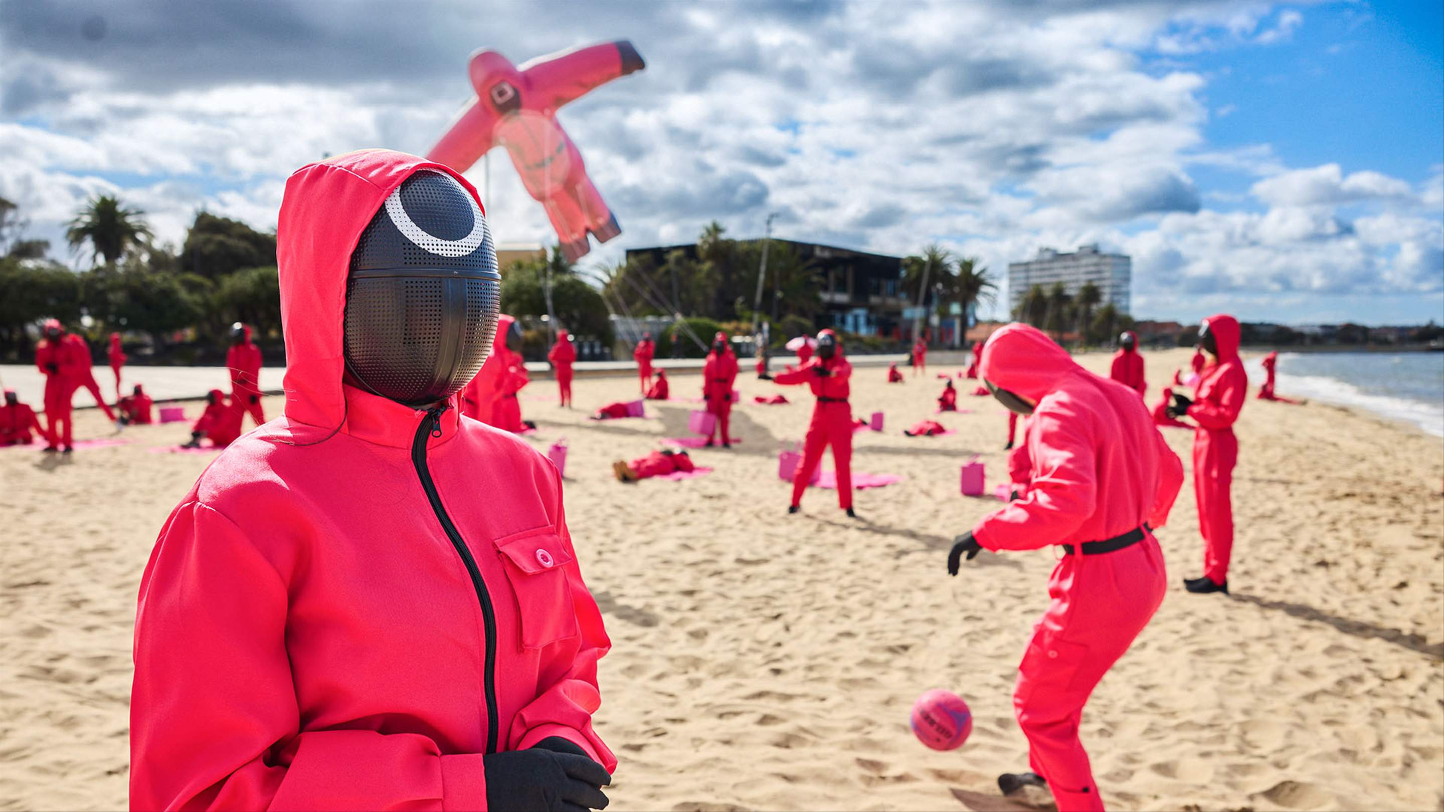 'Squid Game' in St Kilda: Here's What Happened When 200 Pink Guards ...