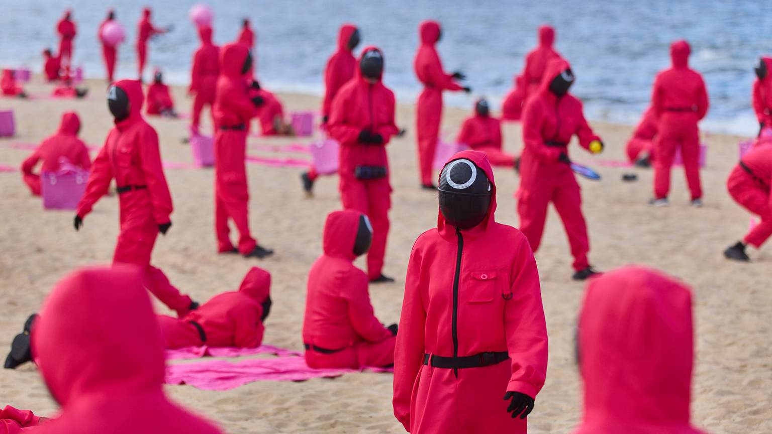 'Squid Game' in St Kilda: Here's What Happened When 200 Pink Guards ...